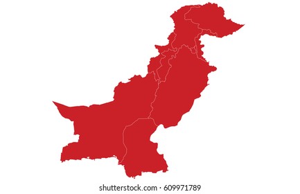 Pakistan Map Red Color Stock Vector (Royalty Free) 609971789