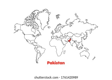Pakistan Map Showing World Map Stock Vector (Royalty Free) 1761420989 ...