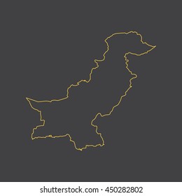 Pakistan Mapoutlinestrokeline Style Stock Vector (Royalty Free ...