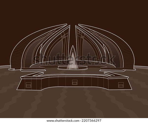 Pakistan Monument Line Art Vector Illustration Stock Vector (Royalty ...