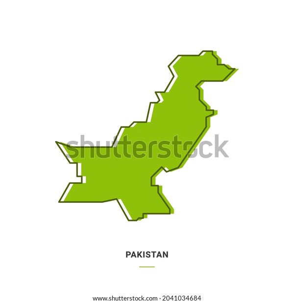 Pakistan Outline Map Green Colour Modern Stock Vector (Royalty Free ...