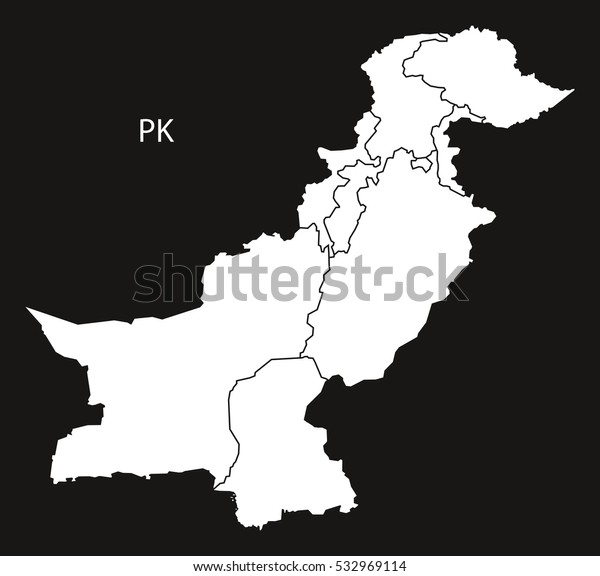 Pakistan Provinces Map Black White Illustration Stock Vector (Royalty ...