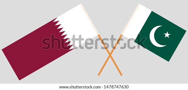 Pakistan Qatar Crossed Pakistani Qatari Flags Stock Vector (Royalty ...