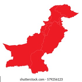 Vektor Stok High Detailed Red Map Pakistan On (Tanpa Royalti ...
