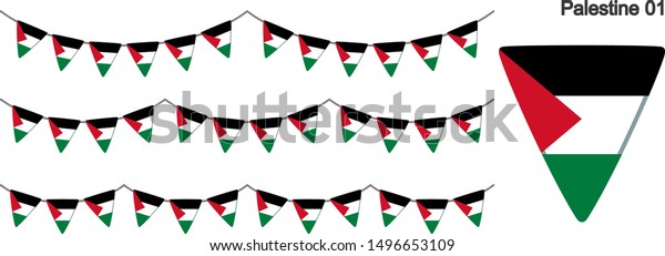 Palestine Bunting Flags Isolated On White Stock Vector (Royalty Free ...