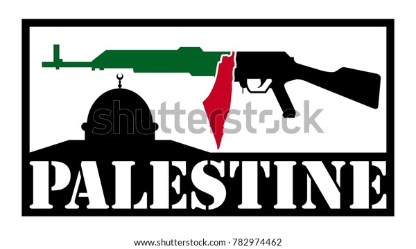 Palestine Flag Kalashnikov Weaponvector Logo Icon Stock Vector (Royalty ...