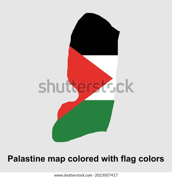 Palestine Map Colored Flag Colors Isolated Stock Vector (Royalty Free ...