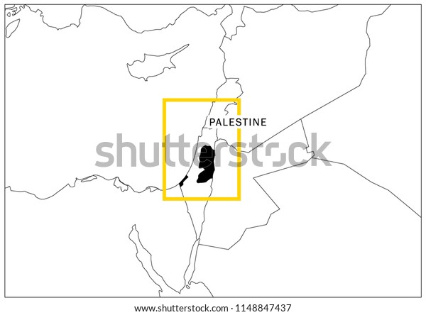 Palestine Map Yellow Frame Geography National: เวกเตอร์สต็อก (ปลอดค่า ...