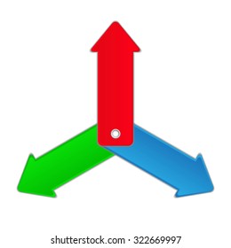 Palette 3 Bright Diverging Arrows Isolated: vector de stock (libre de ...