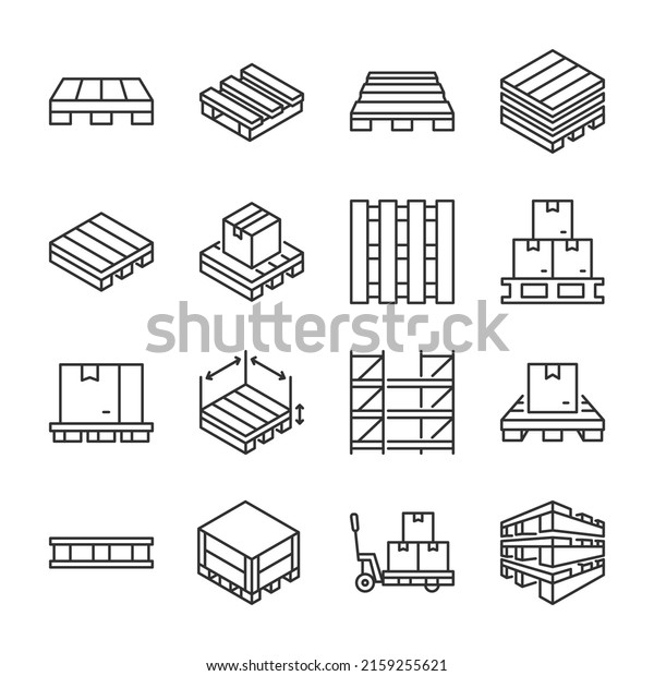 Iconos de pallet establecidos. Paletas de: vector de stock (libre de ...