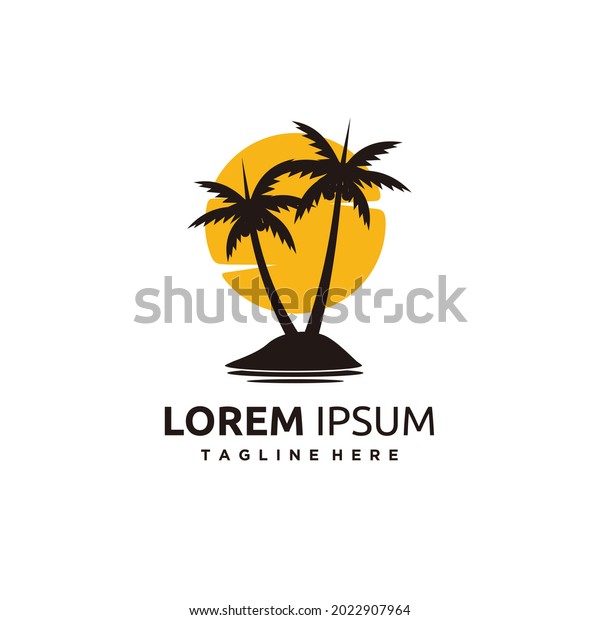 Palm Coconut Tree Sunset Silhouette Logo Stock Vector (Royalty Free ...