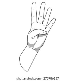 Palm Hand Number Four Gesture Vector Stock Vector (Royalty Free ...