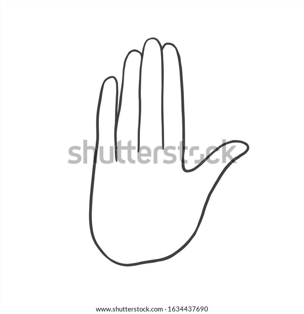 Palm Hand Vector Linear Drawing By Stock Vector (Royalty Free ...