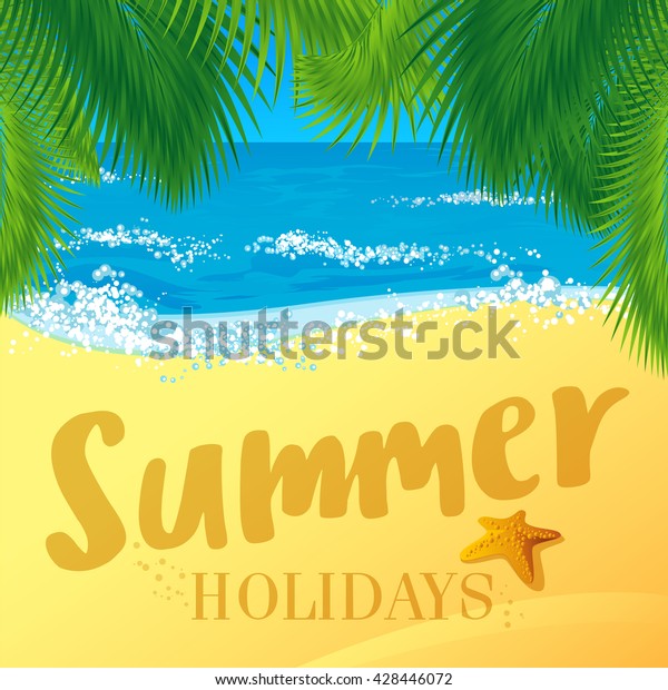 Palm Leaves Tropical Beach Vector Background Stock Vector (Royalty Free ...