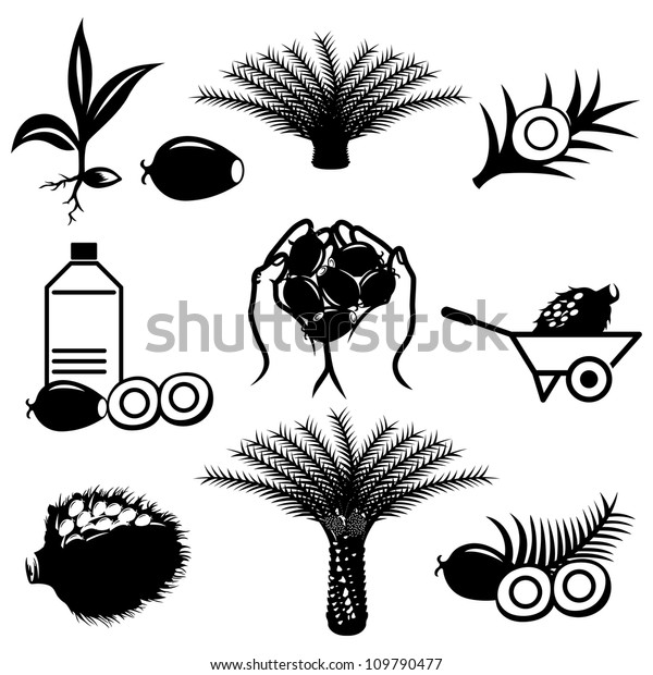 Palm Oil Icons Set Stock Vector (Royalty Free) 109790477