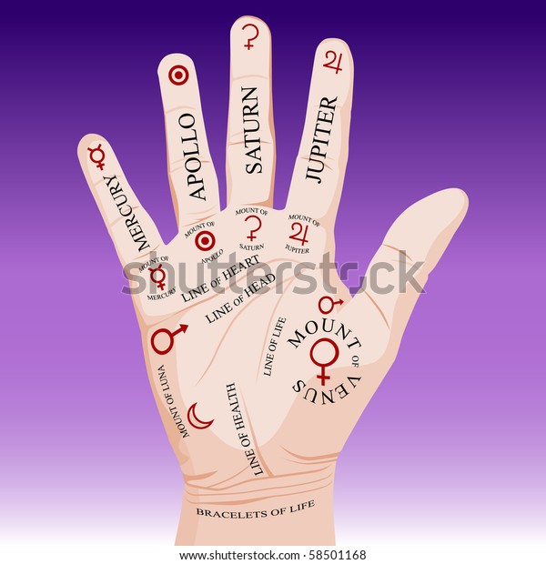 Palm Reading Palmistry Stock Vector (Royalty Free) 58501168