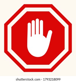Palm Stop Stop Sign Colored Red Stock Vector (Royalty Free) 1793218099 ...