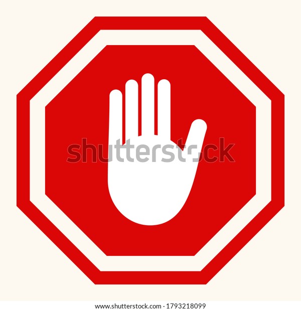 Palm Stop Stop Sign Colored Red Stock Vector (Royalty Free) 1793218099