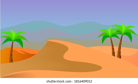 Illustration Desert Palm Trees Stock Vector (Royalty Free) 143872927 ...