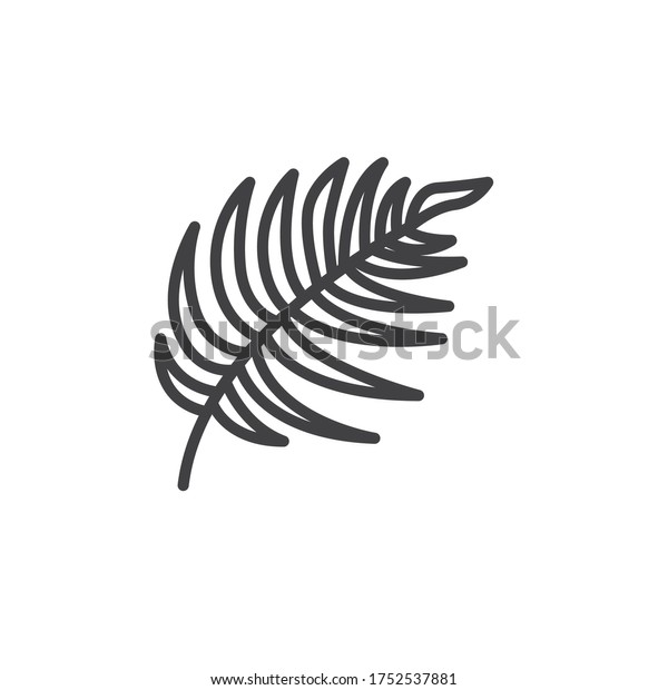 Palm Tree Leaf Line Icon Linear Stock Vector (Royalty Free) 1752537881 ...