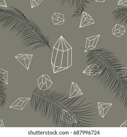 Palm Tree Leaves Background On Diamonds Stock Vector (Royalty Free ...