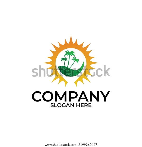 Palm Tree Logo Concept Sun Design Stock Vector (Royalty Free ...