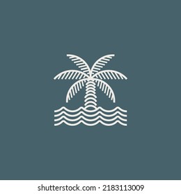 Palm Tree On Sea Logo Template Stock Vector (Royalty Free) 2183113009 ...