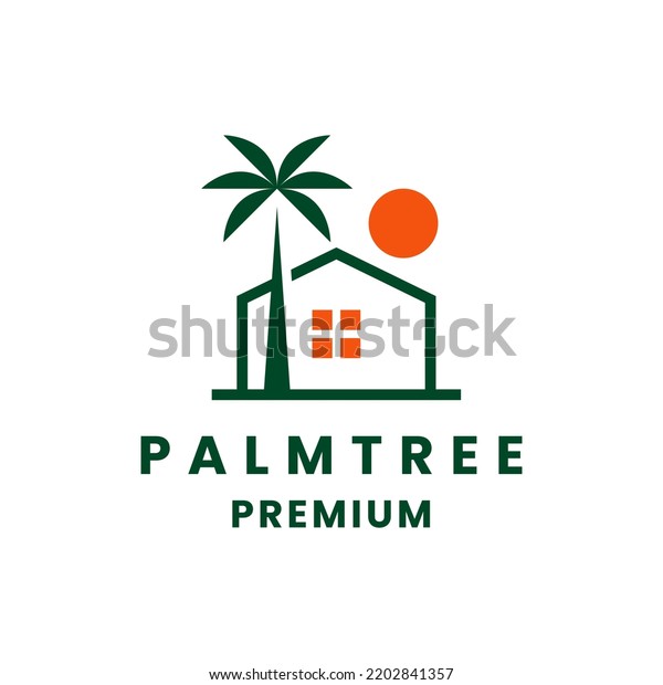 Palm Tree Resort House Logo Design Stock Vector (Royalty Free ...