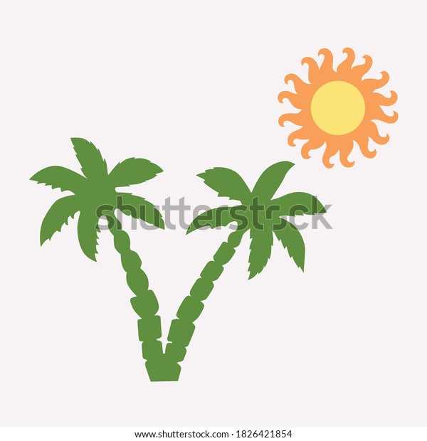 Palm Tree Sun Icon Vector Stock Vector (Royalty Free) 1826421854 ...