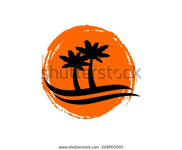 Palm Tree Sun Logo Template Stock Vector (Royalty Free) 668005003