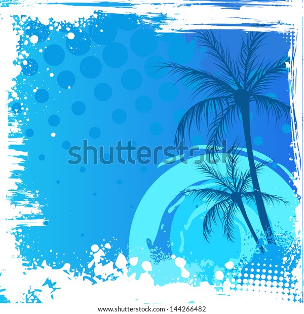 Palm Trees On Blue Sunset Background Stock Vector (Royalty Free ...