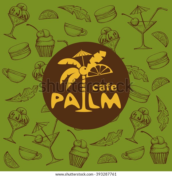 Palm Vector Logo Sign Cafe Restaurant Stock Vector (Royalty Free) 393287761