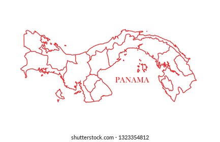 Panama Red Line Map Stock Vector (Royalty Free) 1323354812