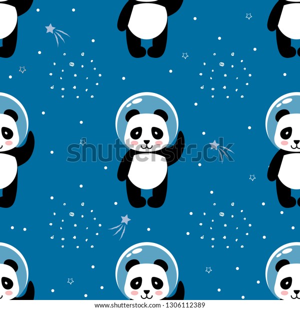 Panda Astronaut Outer Space Seamless Pattern Stock Vector (Royalty Free ...