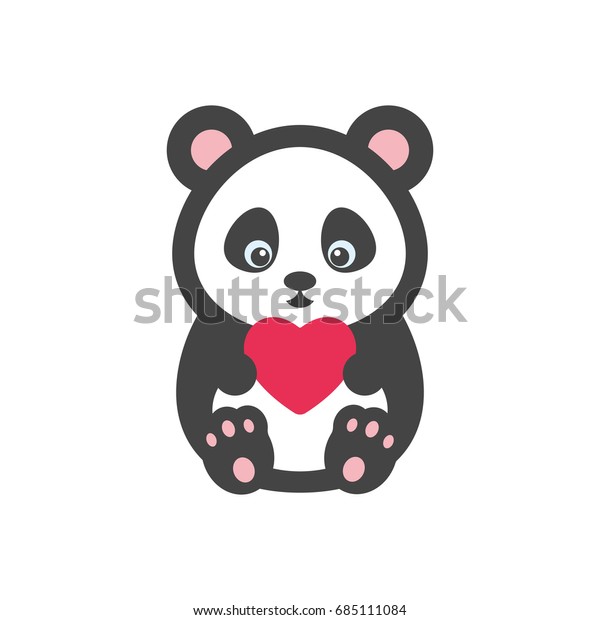 Panda Bear Heart Vector Illustration: vetor stock (livre de direitos ...