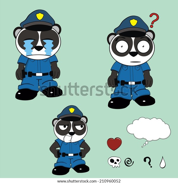 Panda Bear Police Cartoon Set Vector Stock Vector (Royalty Free ...