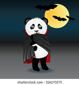 Panda Bear Wearing Costume Vampire Halloween Stock Vector (Royalty Free ...