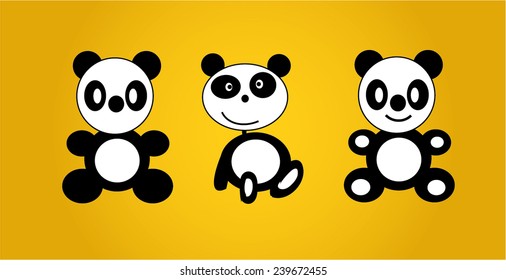 Panda Bear Yellow Background Panda Cartoon: vector de stock (libre de ...