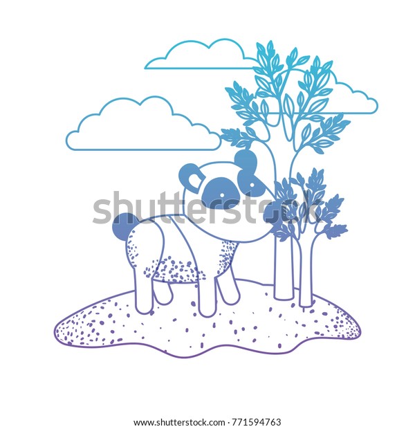 Panda Cartoon Outdoor Scene Trees Clouds Stock Vector (Royalty Free ...