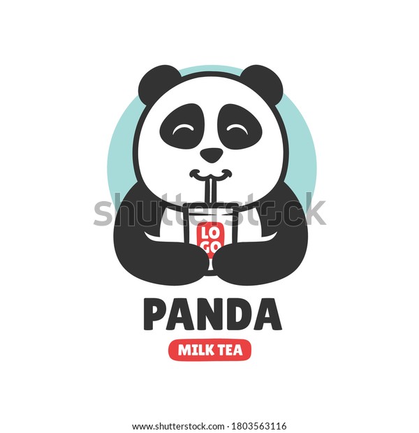 Panda Drink Logo Design Flat Modern Stock Vector (Royalty Free ...