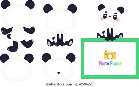 Panda Face Photo Frame Illustration Set Stock Vector (Royalty Free ...