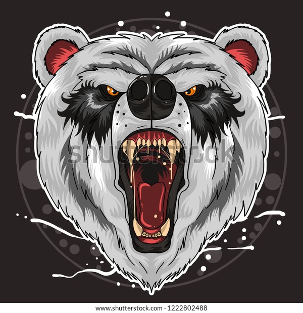 Panda Head Fierce Grinning Face Stock Vector (Royalty Free) 1222802488