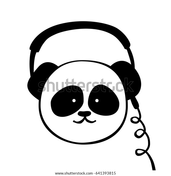 Panda Headphone Vector Cartoon Illustration Isolated Stock Vector ...