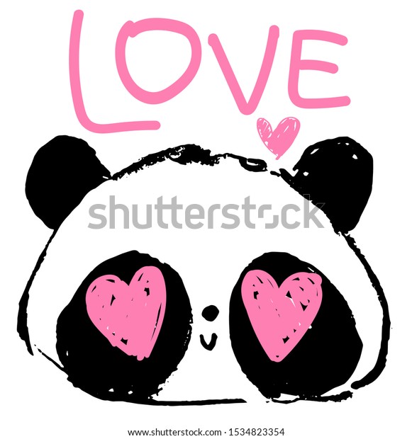 Panda Heart Isolated On White Background Stock Vector (Royalty Free ...