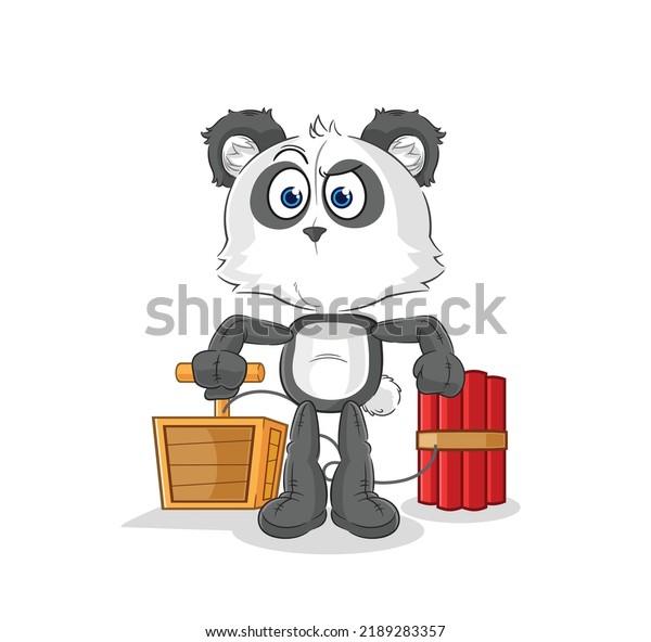Panda Holding Dynamite Detonator Cartoon Mascot Stock Vector (Royalty ...