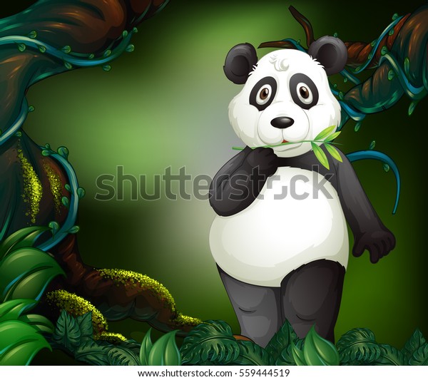 Panda Standing Deep Forest Illustration Stock Vector (Royalty Free ...