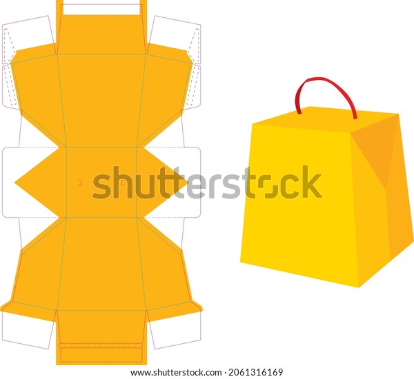 Panettone Box Die Cut Pattern Template Stock Vector (Royalty Free ...