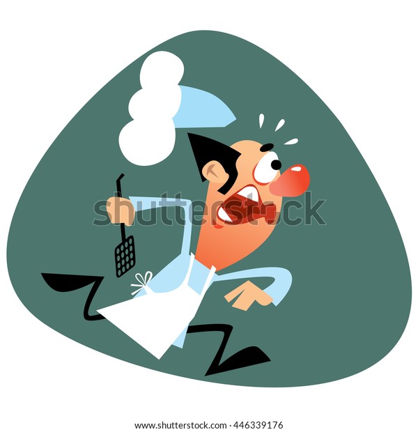 Panicked Running Hurry Bald Chef Big Stock Vector (Royalty Free) 446339176
