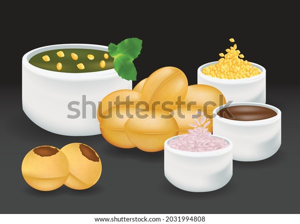 Panipuri Illustration Vector Ingredients Pani Puri Stock Vector ...