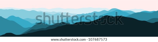 Panorama Vector Illustration Mountain Ridges Based Stock Vector ...